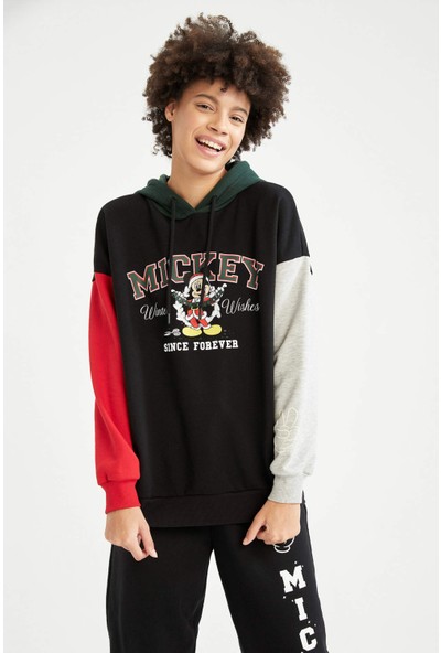 DeFacto Yılbaşı Temalı Disney Lisanslı Oversize Kapüşonlu Uzun Kollu Sweatshirt W5954AZ21WN