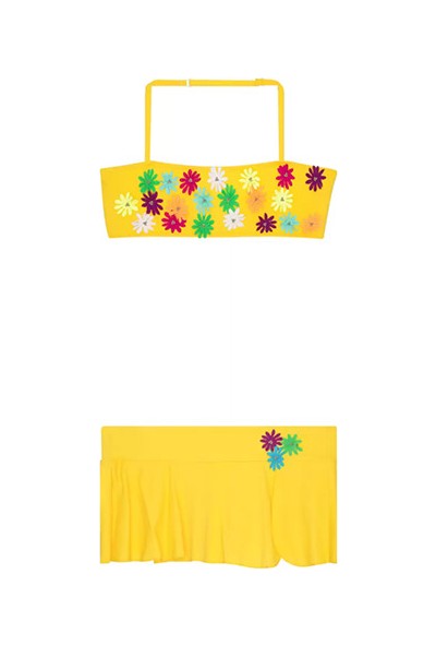 Bonesta Swimwear Üç Boyut Çiçekli Straplez Bikini