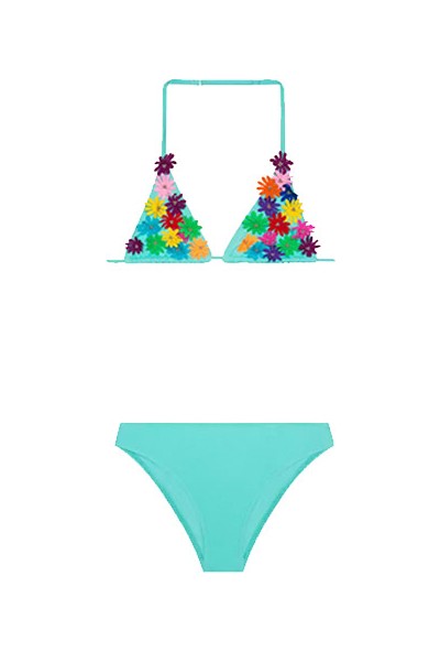 Bonesta Swimwear Çiçekli Mavi Üçgen Bikini