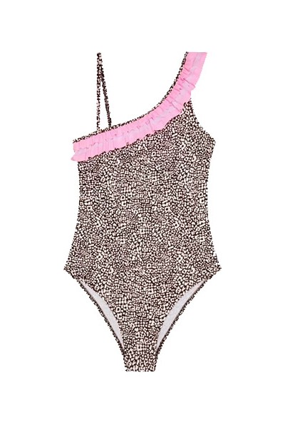 Bonesta Swimwear Leopar Desenli Tek Omuz Mayo