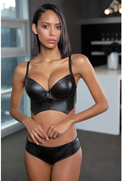 Cheeky Dishy 323 Deri Görünümlü Sütyen ve Külot Takımı Destekli Cheeky Dishy 323 Deri Görünümlü Sütyen ve Külot Takımı Destekli