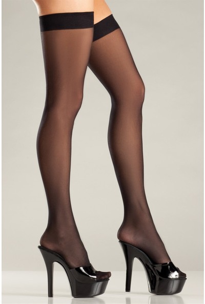 Cheeky Dishy Diz Üstü Düz Jartiyer Çorabı - 80576