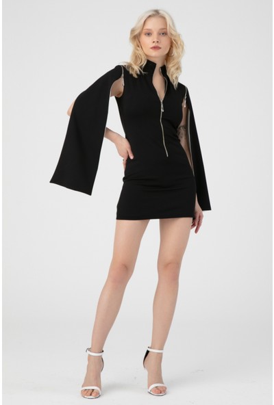 Berfuğ Kıran Önü Fermuarlı Elbise