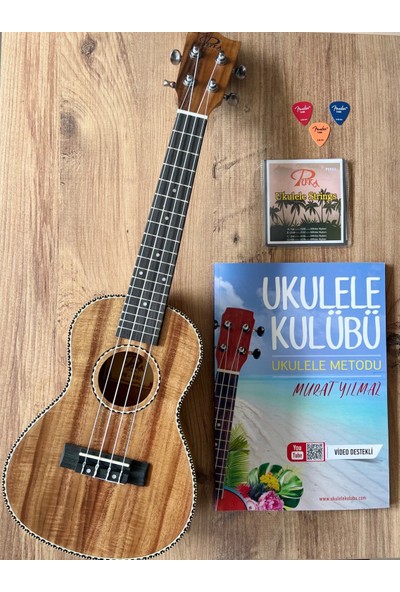 Puka Koa Ağacı Sedefli Concert Ukulele Çanta-Kitap-Tel-Pena Puka Koa Ağacı Sedefli Concert Ukulele Çanta-Kitap-Tel-Pena
