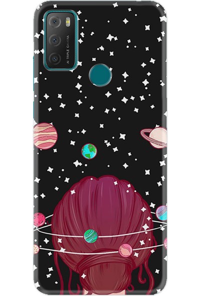 TCL 20 E Kılıf Resimli Silikon Kılıf Space Woman 1311