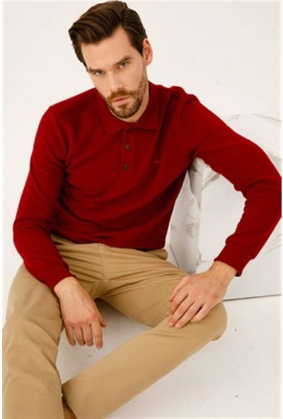 İGS Erkek Bordo Standart Polo Yaka Triko