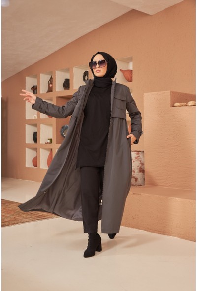 Neways Gizli Fermuarlı Kap Koyu Gri 6302