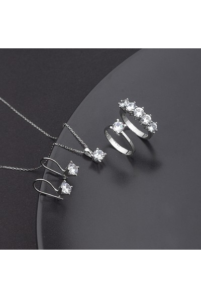 Ravza Gümüş 925 Ayar Gümüş Tek Taş Beş Taş Kombin Takı Seti Ravza Gümüş 925 Ayar Gümüş Tek Taş Beş Taş Kombin Takı Seti