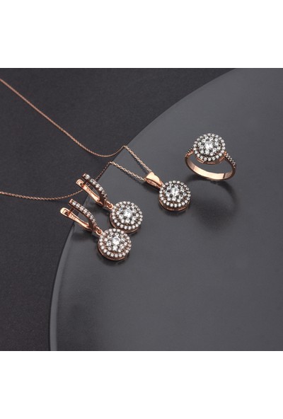 Ravza Gümüş 925 Ayar Gümüş Serpme Taşlı Takı Seti