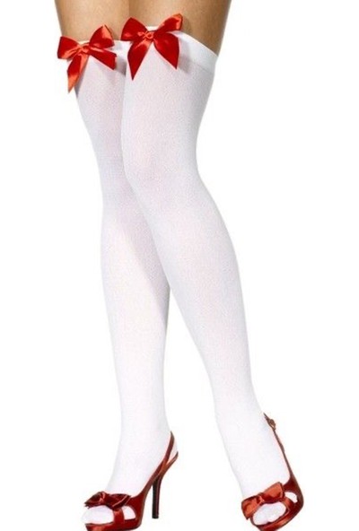 Vonda Wear Kadın Kırmızı Kurdeleli Beyaz ÇORAP-80852BK Vonda Wear Kadın Kırmızı Kurdeleli Beyaz ÇORAP-80852BK