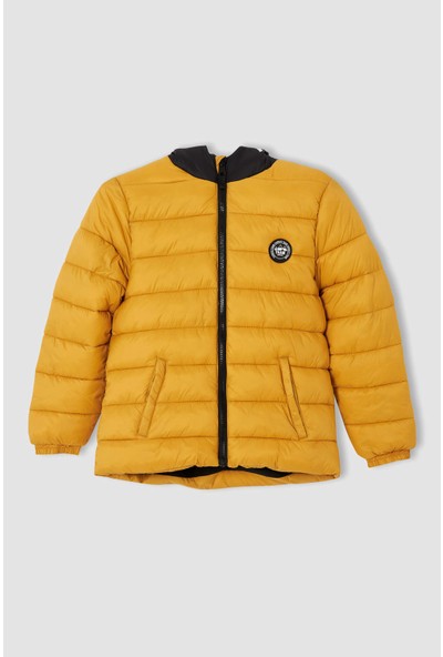 DeFacto Defacto Fit Erkek Çocuk Kapüşonlu Baskılı Polar Astarlı Şişme Mont U6454A621AU