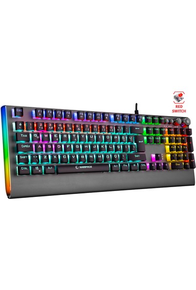 Rampage KB-R210 Favory Rainbow Aydınlatmalı Kristal Red Switch Mekanik Klavye Rampage KB-R210 Favory Rainbow Aydınlatmalı Kristal Red Switch Mekanik Klavye