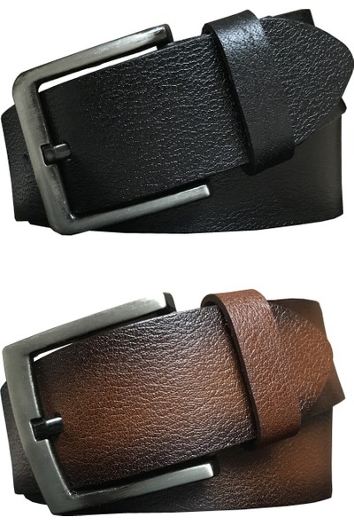 GoDeri Deri 2'li Set 4.5 cm Kot, Spor Kemer Siyah, Kahverengi