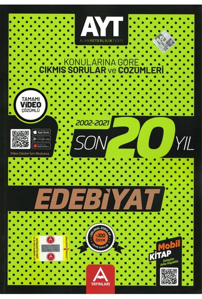 A Yayınları AYT Edebiyat Son 20 Yıl Soru ve Çözümleri A Yayınları AYT Edebiyat Son 20 Yıl Soru ve Çözümleri