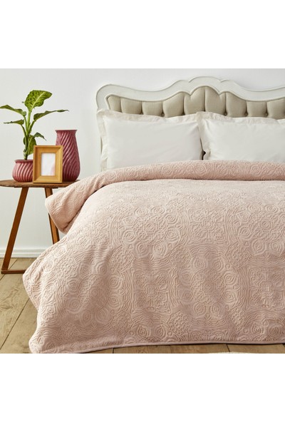 Karaca Home Scala Pudra Çift Kişilik Embosy Battaniye