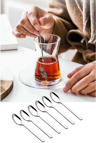 Morponi 6'lı Çelik Çay Kaşığı