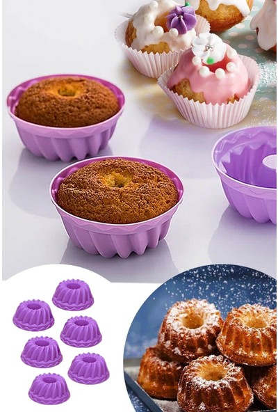 Qniay Renkli Silikon 6'lı Kek ve Muffin Kalıbı Qniayhome