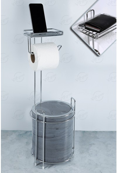 Vip Gross Wc Kağıtlık Yedekli Çöp Kovası KB-755 Mermer Desen