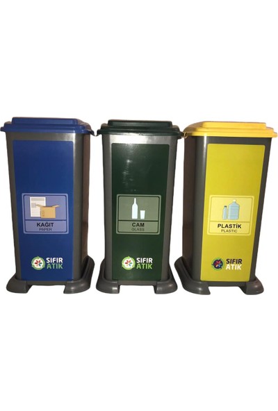 DilekStores Sıfır Atık Geri Dönüşüm Atık Kutusu 3'lü Set-70 Lt DilekStores Sıfır Atık Geri Dönüşüm Atık Kutusu 3'lü Set-70 Lt