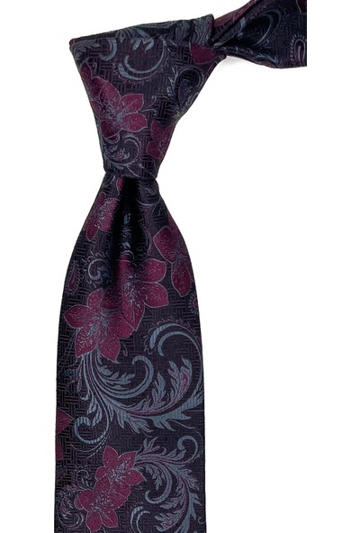 Kravatkolik Bordo - Füme Çiçek Desen Mendilli Klasik Kravat KK10862 Kravatkolik Bordo - Füme Çiçek Desen Mendilli Klasik Kravat KK10862