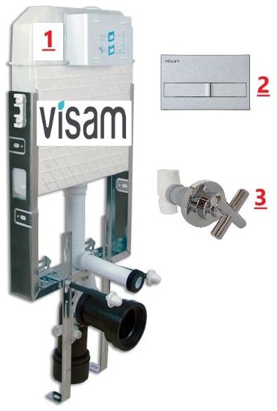 Visam Gömme Rezervuar + Buton + Ara Kesme Valf 3'lü Set Visam Gömme Rezervuar + Buton + Ara Kesme Valf 3'lü Set