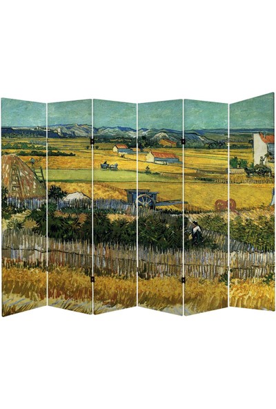 Stella Store Vincent Van Gogh The Harvest 6 Kanatlı Oda Bölücü Çift Taraflı Kanvas Paravan