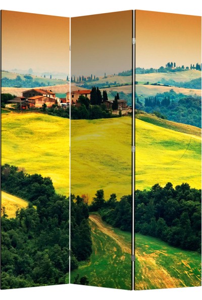 Stella Store Manzara 3 Kanatlı Oda Bölücü Çift Taraflı Kanvas Paravan