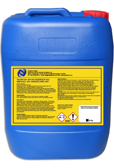 Anatolia Pool Sıvı Ph (-) Düşürücü Hcl 25 kg Hidroklorik Asit (Liquid Ph (-) Reducer Hcl) Anatolia Pool Sıvı Ph (-) Düşürücü Hcl 25 kg Hidroklorik Asit (Liquid Ph (-) Reducer Hcl)