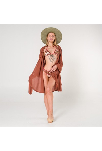 Miespiga Mona Kadın Kruvaze Pul Baskılı Plaj Elbisesi