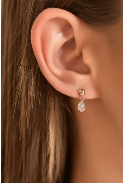 Mai Silver Kadın 925 Beyaz Taşlı Damla Küpe