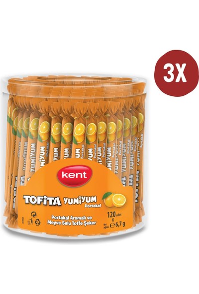 Kent Tofita Yumiyum Portakal 120'LI Kavanoz - 3'lü Paket