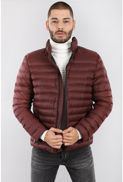 Arlin Erkek Şişme Slim Fit Cepli Fermuarlı Bordo Mont Arlin Erkek Şişme Slim Fit Cepli Fermuarlı Bordo Mont