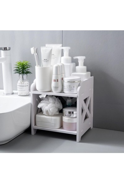 Begonvil Ahşap Makyaj Organizeri, Düzenleyici, Beyaz