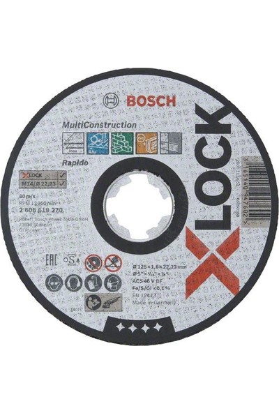 Bosch - X-Lock - 125*1,6 mm Çoklu Malzemelerde Kullanım Için Düz Kesme Diski (Taş) 2608619270 Bosch - X-Lock - 125*1,6 mm Çoklu Malzemelerde Kullanım Için Düz Kesme Diski (Taş) 2608619270