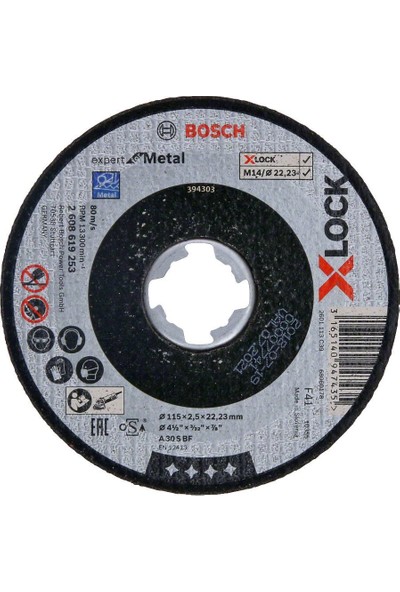 Bosch - X-Lock - 115*2,5 mm Expert Serisi Düz Metal Kesme Diski (Taş) 2608619253