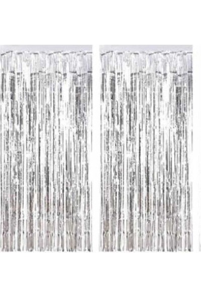 Bal10 Dünyası 2 Adet 45 cm × 200 cm Metalize Arka Fon Kapı Perdesi Püsküllü Fon Süsü Gümüş Bal10 Dünyası 2 Adet 45 cm × 200 cm Metalize Arka Fon Kapı Perdesi Püsküllü Fon Süsü Gümüş