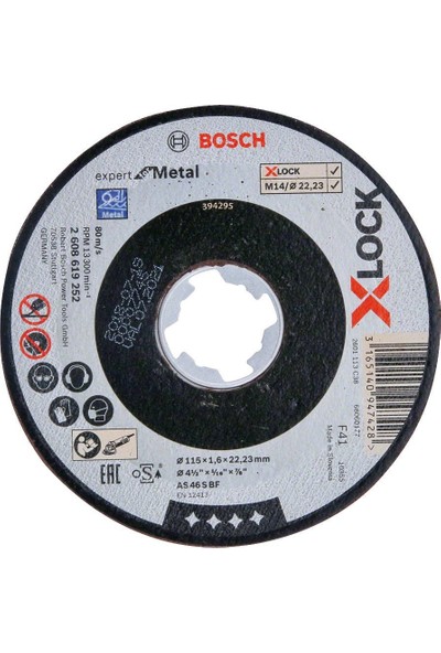 Bosch - X-Lock - 115*1,6 mm Expert Serisi Düz Metal Kesme Diski (Taş) 2608619252