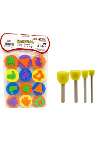 Monopol Sünger Eva Baskı ve Ponpon Sünger Fırça 12’li