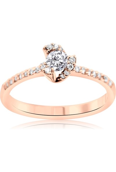 Smyrna Jewelry 14K Bantlı Modern Tektaş Yüzükler Pırlanta Yüzük Smyrna Jewelry 14K Bantlı Modern Tektaş Yüzükler Pırlanta Yüzük