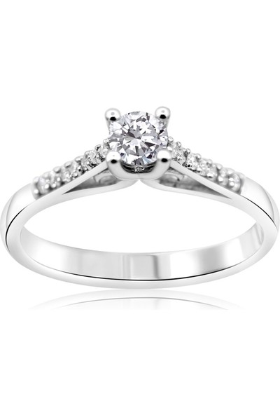 Smyrna Jewelry 14K Bantlı Tektaş Yüzükler Pırlanta Yüzük Smyrna Jewelry 14K Bantlı Tektaş Yüzükler Pırlanta Yüzük