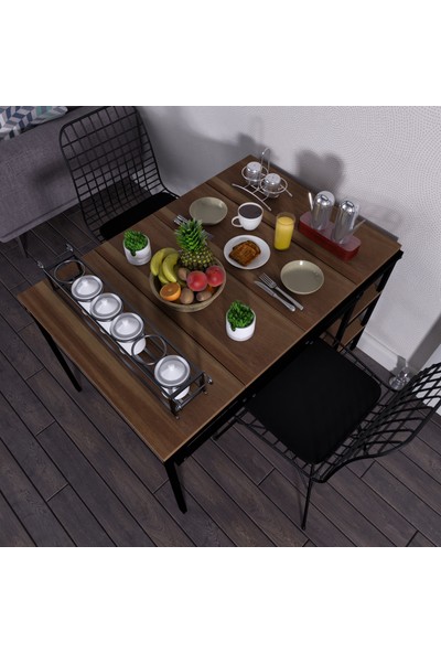 Dekorfim Dekorfim manolya 6 Raflı Akıllı Mutfak Masası Yemek Masası Çalışma Masası Ceviz