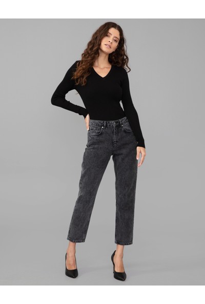 Pierre Cardin Koyu Gri Mom Fit Denim Pantolon 50245435-VR080 Pierre Cardin Koyu Gri Mom Fit Denim Pantolon 50245435-VR080