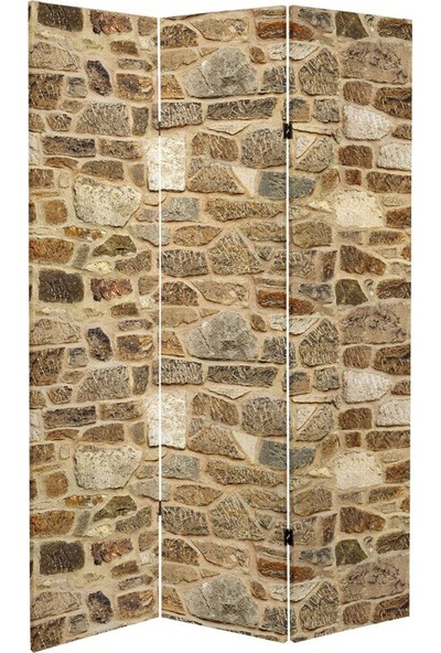 VeraStore Dekoratif 3 Kanatlı Oda Bölücü Çift Taraflı Kanvas Paravan