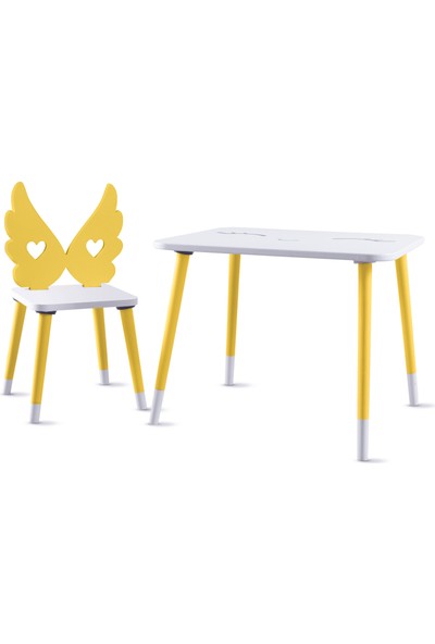 Go Baby Sarı Kanat Model Tek Sandalyeli Masa
