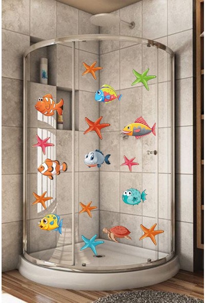Amoris Balıklar ve Deniz Yıldızları Duşakabin Banyo Sticker Seti Amoris Balıklar ve Deniz Yıldızları Duşakabin Banyo Sticker Seti