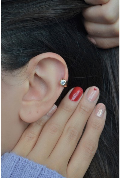 Sacce Scarves&Accessories Tektaş Halka Tragus Piercing Helix Kıkırdak Küpesi Sacce Scarves&Accessories Tektaş Halka Tragus Piercing Helix Kıkırdak Küpesi
