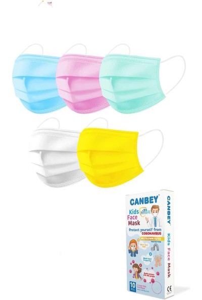 Canbey 50 Adet (5 Kutu) Kız Çocuk Cerrahi Maske 5 Farklı Renk 3 Katlı Canbey 50 Adet (5 Kutu) Kız Çocuk Cerrahi Maske 5 Farklı Renk 3 Katlı