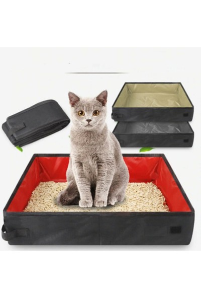 Nice Shop Pratik Katlanır Kedi Tuvaleti Yer Kaplamaz ve Su Geçirmez Yüksek Oxford Kumaş