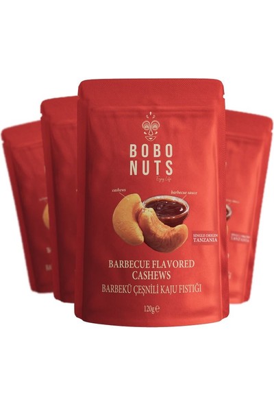 Bobo Nuts Barbekü Çeşnili Kaju Fıstığı 120 gr x 4 Bobo Nuts Barbekü Çeşnili Kaju Fıstığı 120 gr x 4