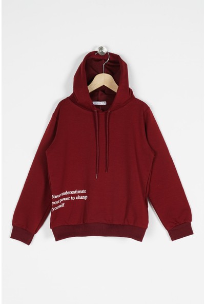 Zepkids Erkek Çocuk Kapüşonlu Never Baskılı Sweatshirt 9-12 Yaş